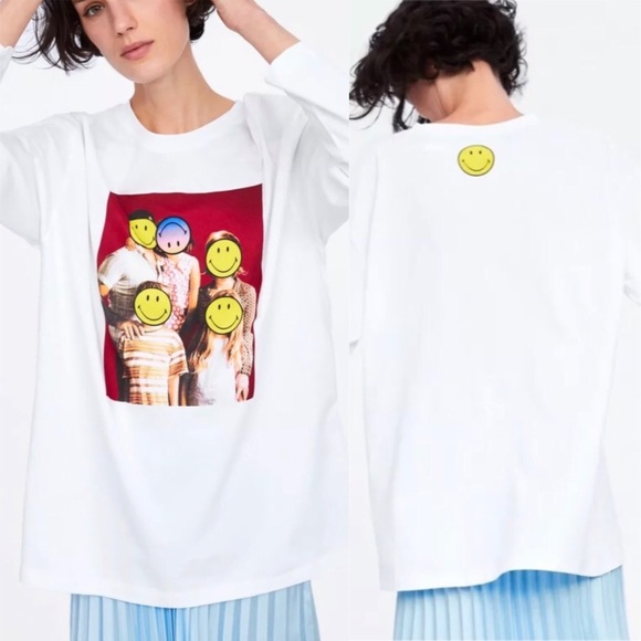 Zara | Tops | Nwt Zara Smiley Family Smile Long Sleeve Shirt Tee | Poshmark